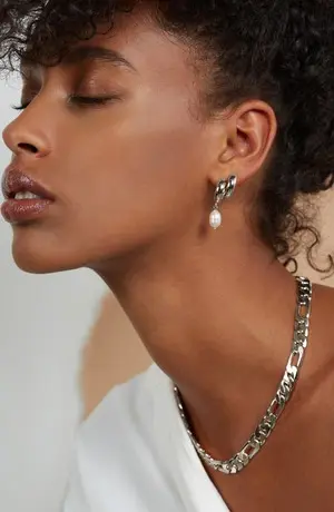 Lady Grey Large Figaro Chain Necklace - Silver