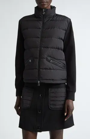 Moncler Mixed Media Down Puffer Jacket - Black