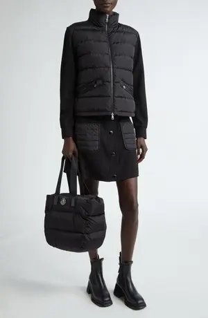 Moncler Mixed Media Down Puffer Jacket - Black