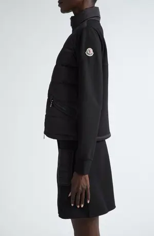 Moncler Mixed Media Down Puffer Jacket - Black