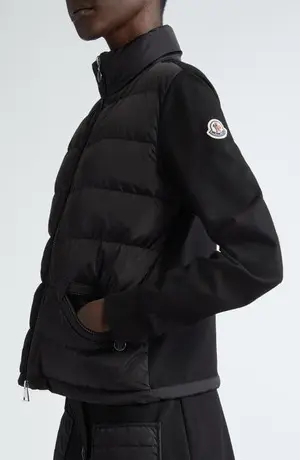 Moncler Mixed Media Down Puffer Jacket - Black