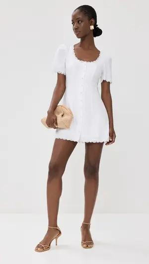 Reformation Anabella Linen Mini Dress In White - 30% Off | Editorialist