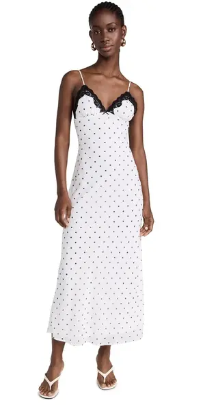 Nia Jasmine Polka Dot Dress In White - 40% Off | Editorialist