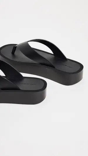 Tory Burch Leather Platform Flip Flops - Black / Black