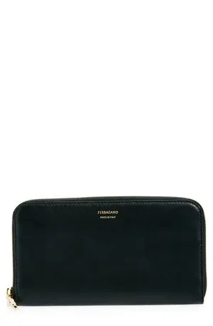 FERRAGAMO Hot Stamp Leather Continental Wallet
