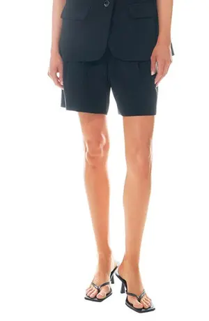 GREY LAB Pleated High-waist Shorts - Black