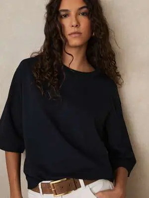 REISS Cassie Oversized T-shirt - Navy