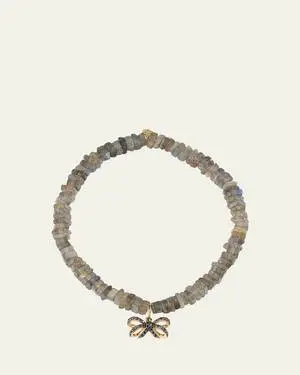 SYDNEY EVAN 14k Pave And Labradorite Bracelet With Bow Charm - Multi
