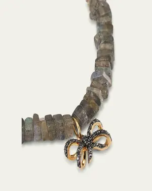 SYDNEY EVAN 14k Pave And Labradorite Bracelet With Bow Charm