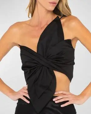 JBQ Orchid Bow Crop Top - Black
