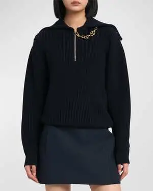 VALENTINO GARAVANI ニットビスチェ ネイビー Chez Valentino cotton sweater vest in blue - Valentino | Mytheresa