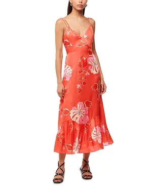 Whistles Haiwaiian Print Dress - Coral/multi