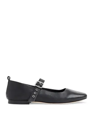 Whistles Square Toe Buckled Ballet Flats - Black
