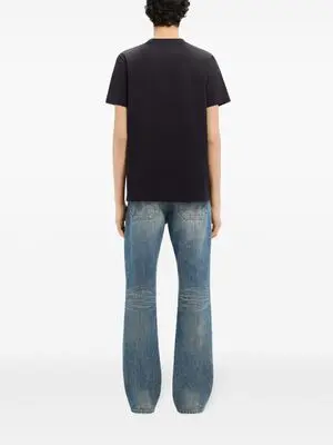 COURREGES Logo-embroidered Cotton T-shirt - Black