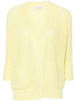 LE TRICOT PERUGIA Open-knit Cotton Cardigan - Yellow