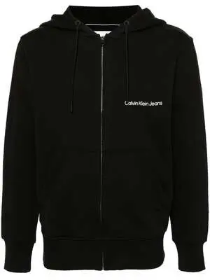 Calvin Klein Logo-print Zipped Hoodie - Black