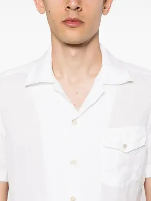 Eleventy Short-sleeve Linen Shirt - White