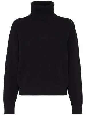 Brunello Cucinelli Roll-neck Ribbed Jumper - Black