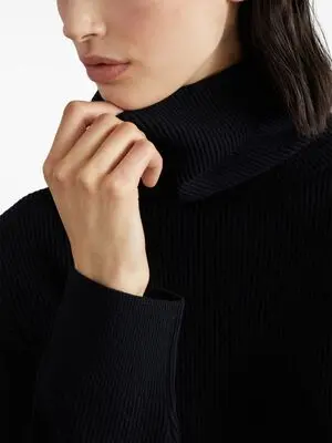 Brunello Cucinelli Roll-neck Ribbed Jumper - Black