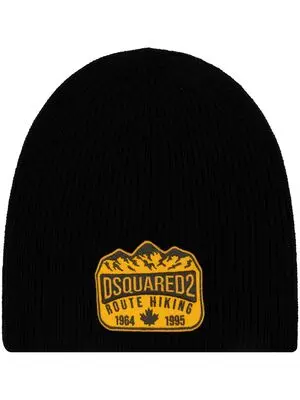 Dsquared2 Logo-appliqué Wool Beanie - Black
