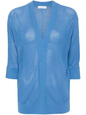 LE TRICOT PERUGIA Open-knit Cotton Cardigan - Blue