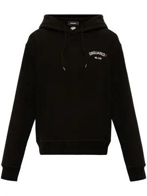 Dsquared2 Logo-embroidered Cotton Hoodie - Black