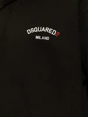 Dsquared2 Logo-embroidered Cotton Hoodie - Black