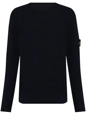 Stone Island Compass-motif Wool Jumper - Blue