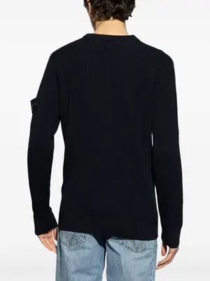 Stone Island Compass-motif Wool Jumper - Blue