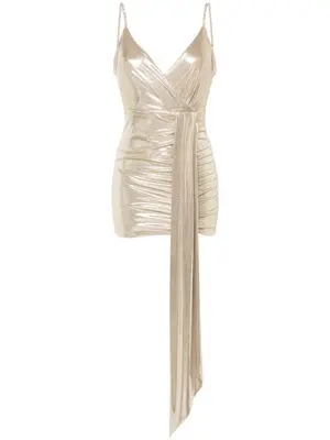 NISSA Metallic Ruched Minidress - Gold