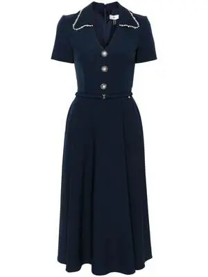 NISSA V-neck Belted Midi Dress