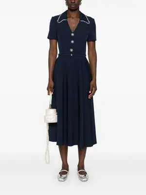 NISSA V-neck Belted Midi Dress