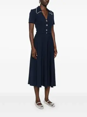 NISSA V-neck Belted Midi Dress