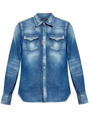 Dsquared2 Western Ripped-detail Denim Shirt