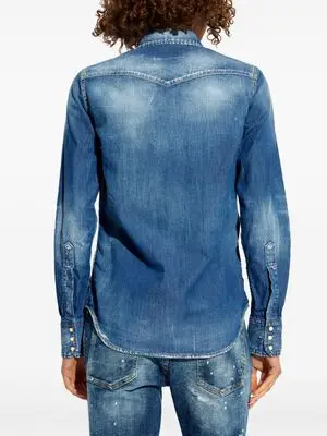 Dsquared2 Western Ripped-detail Denim Shirt