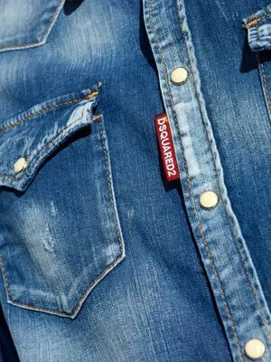 Dsquared2 Western Ripped-detail Denim Shirt
