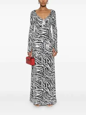 ROTATE BY BIRGER CHRISTENSEN Zebra-print Sequinned Top