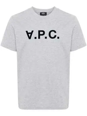 A.p.c. Flocked-logo T-shirt - Grey