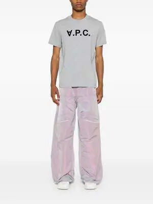 A.p.c. Flocked-logo T-shirt - Grey