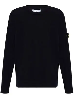 Stone Island Compass Motif Wool Sweatshirt - Blue