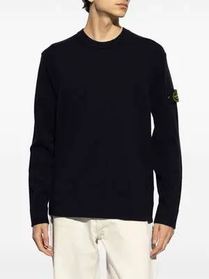 Stone Island Compass Motif Wool Sweatshirt - Blue