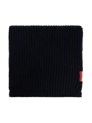 Dsquared2 Ribbed-knit Logo-plate Scarf And Hat Set - Black