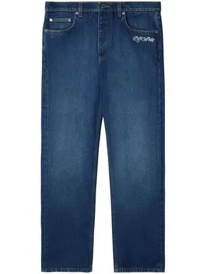 Off-White Script Tapered Jeans - Blue