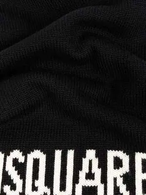 Dsquared2 Logo Intarsia-knit Wool Scarf - Black