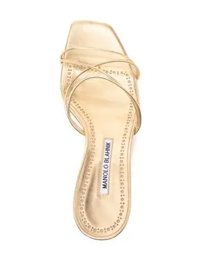 Manolo Blahnik 50mm Ninfemu Sandals - Gold