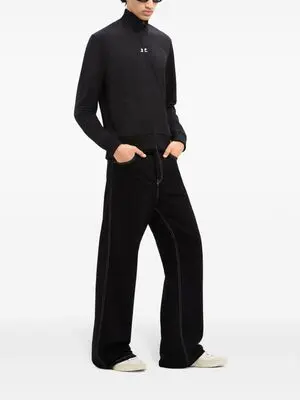 COURREGES Logo-embroidered Jersey Jacket - Black