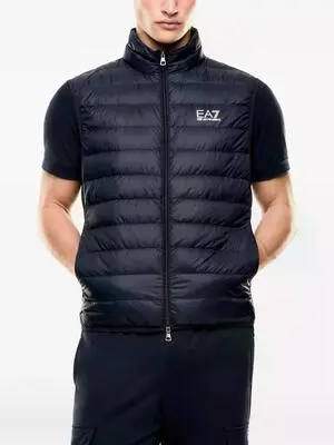 EA7 Logo-print Padded Gilet - Blue