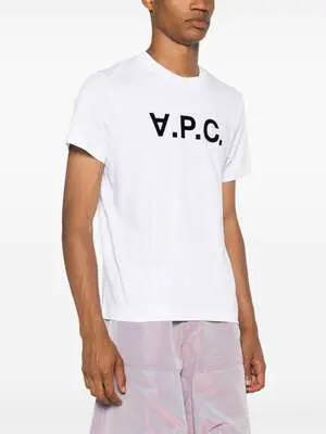 A.p.c. Flocked-logo Cotton T-shirt - White