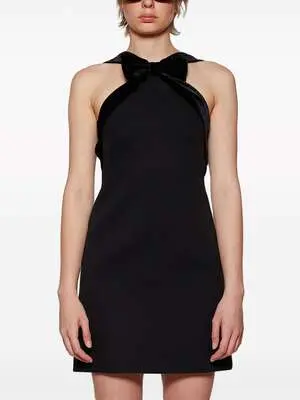 Miu Miu Velvet-Trim Low-Back Mini Dress - Black | Editorialist