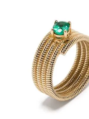 LEANDRA 18kt Yellow Emerald Pinky Ring